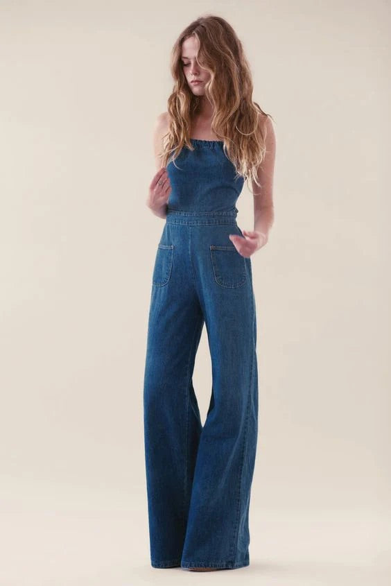 Oskar’s Boutique Stoned Immaculate Jean Genie Denim Jumpsuit Filmore Wash